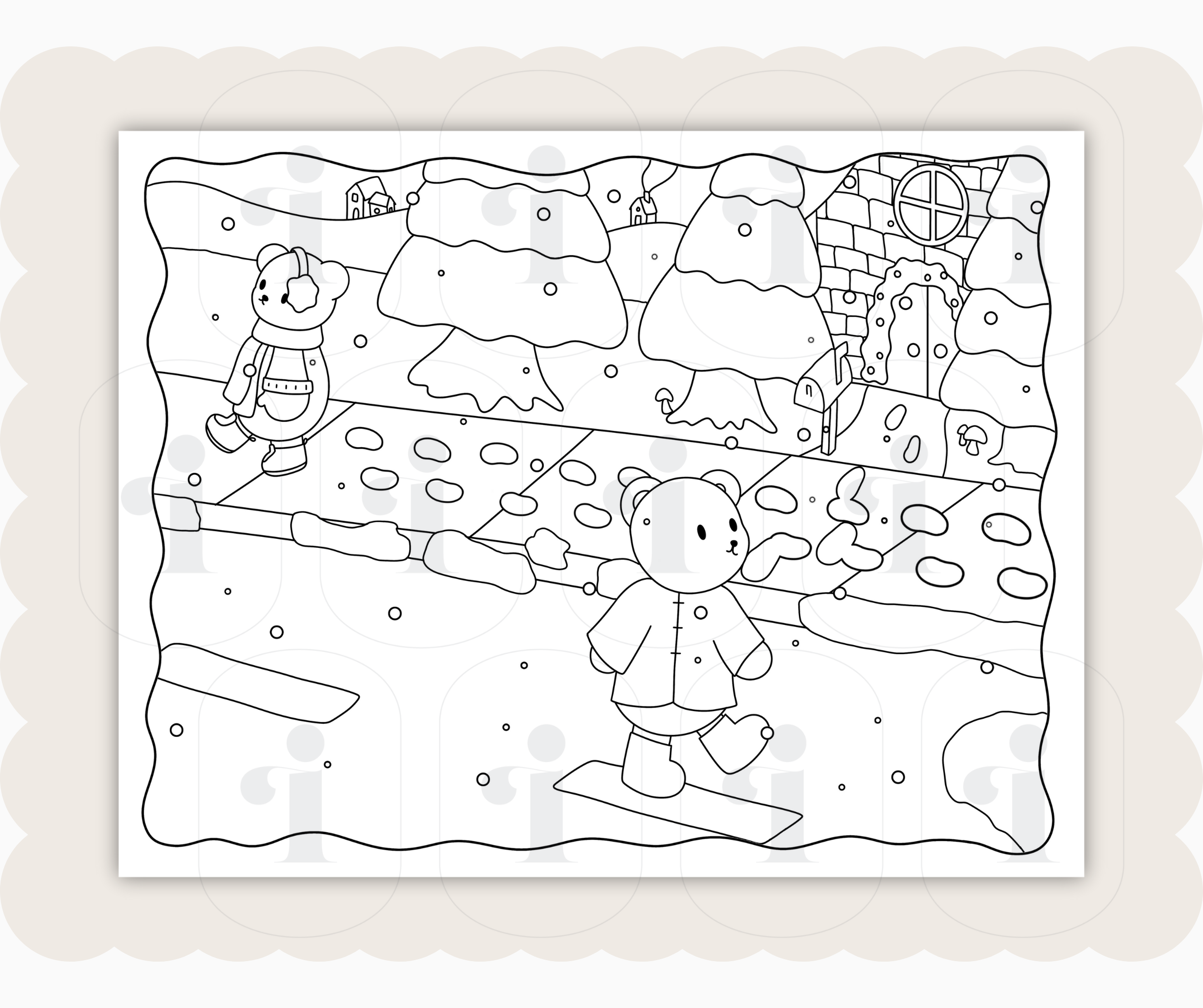Winter Coloring Page - Snowy Walk – Plan with Inès
