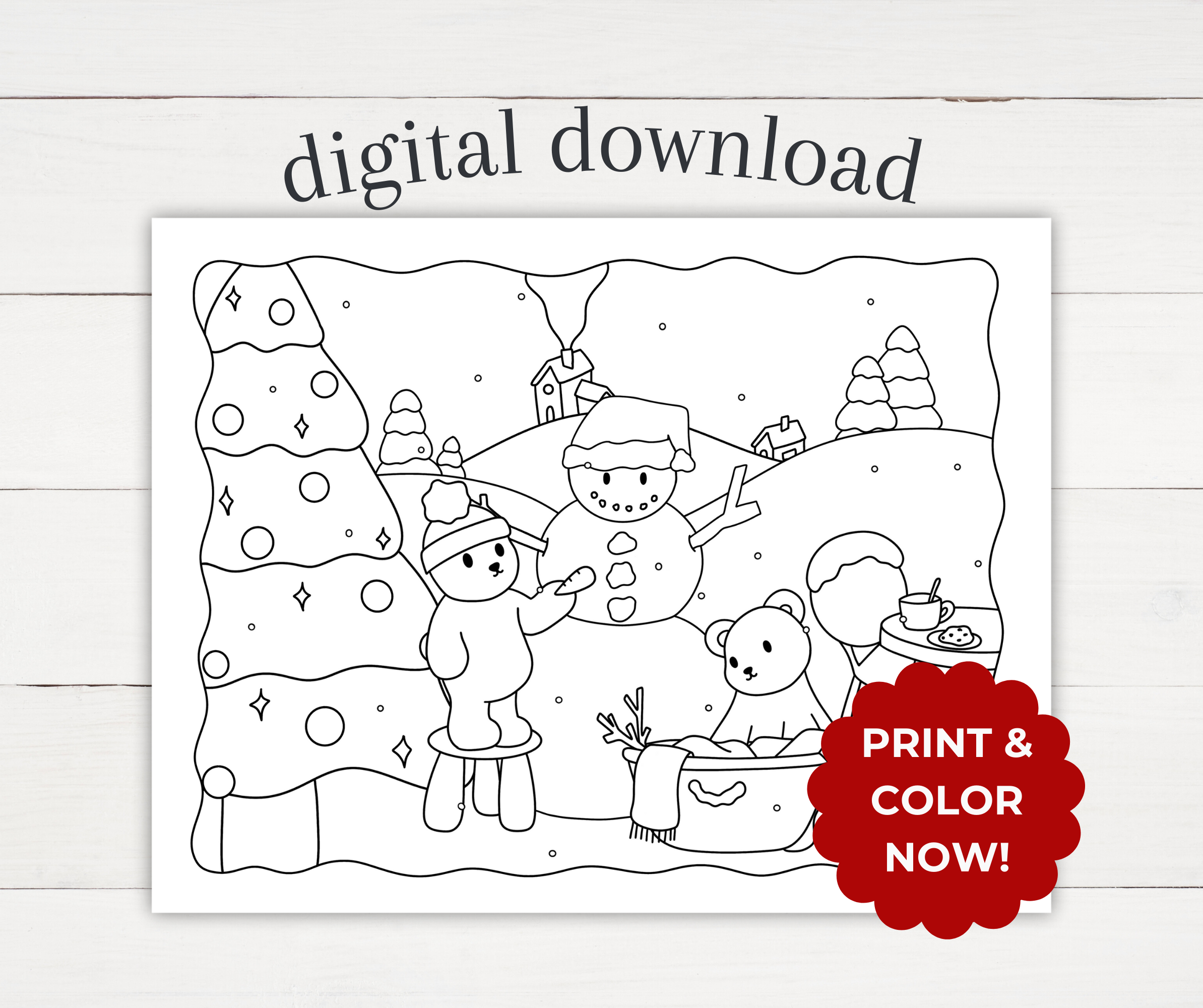Winter Coloring Page - Build a Snowman – Plan with Inès