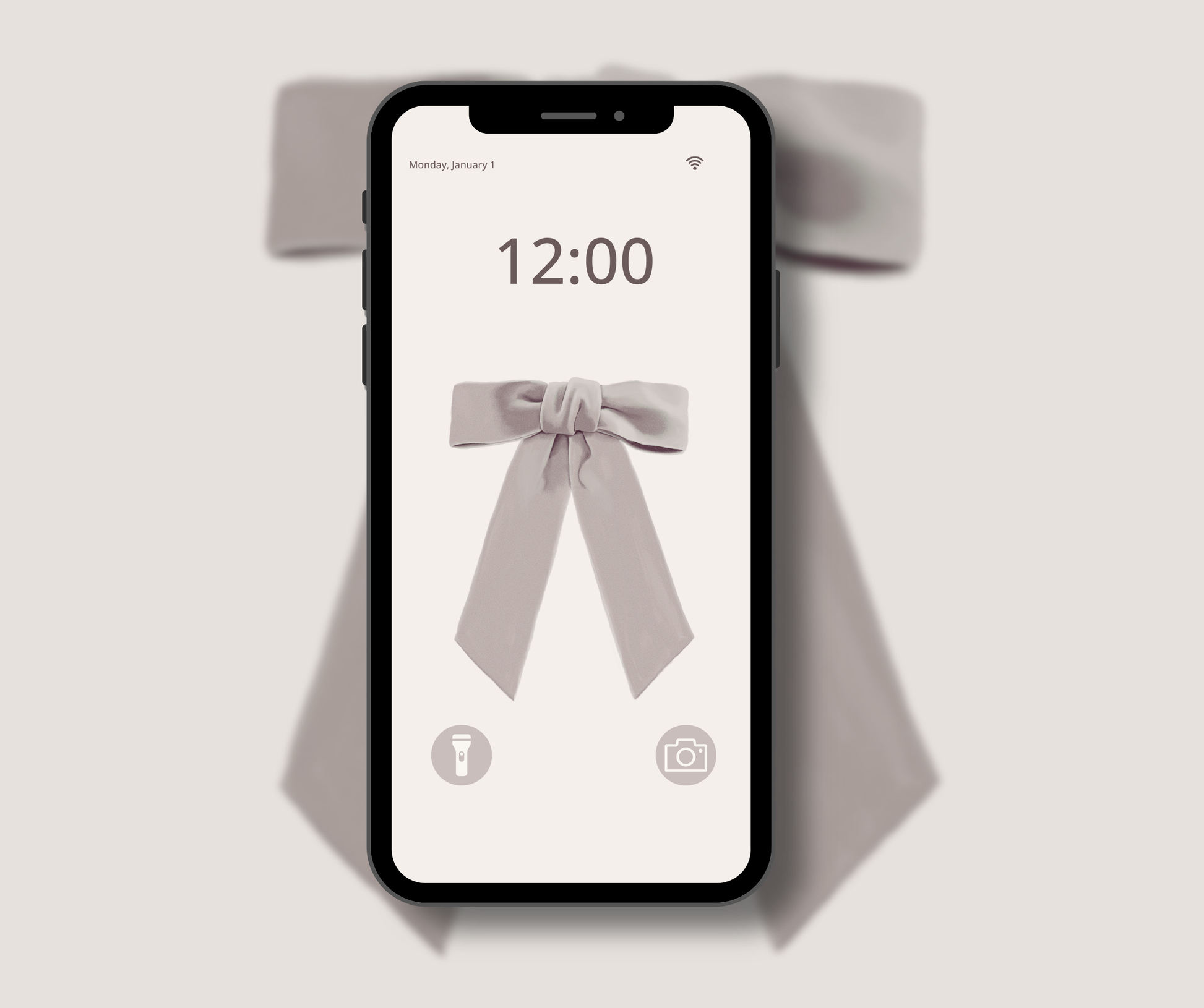 Gray Coquette Bow Phone Wallpaper – Plan with Inès